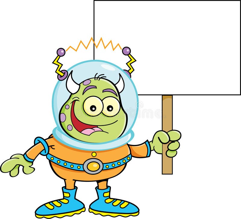 Cartoon Alien Holding a Paper and Pencil Stock Vector - Illustration of ...