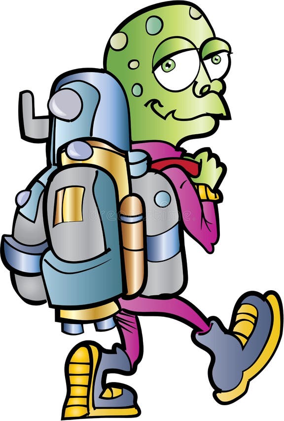 Cartoon alien jetpack user stock illustration. Illustration of ...