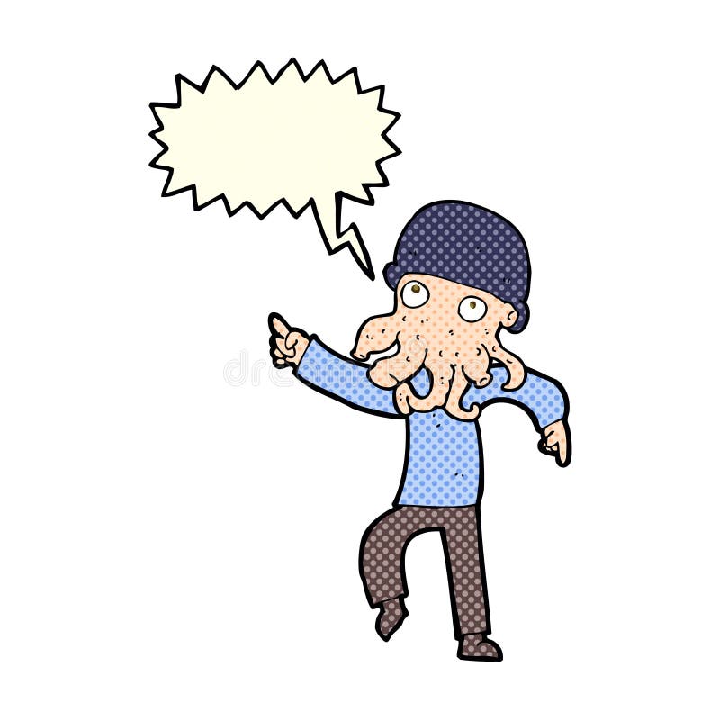 Cartoon Alien Man Dancing with Speech Bubble Stock Illustration ...