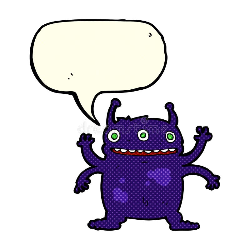 Cartoon Alien Monster with Speech Bubble Stock Illustration ...