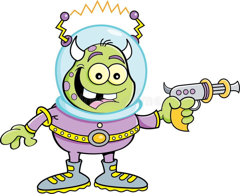 Cartoon Alien with a Ray Gun Stock Vector - Illustration of cartoon ...