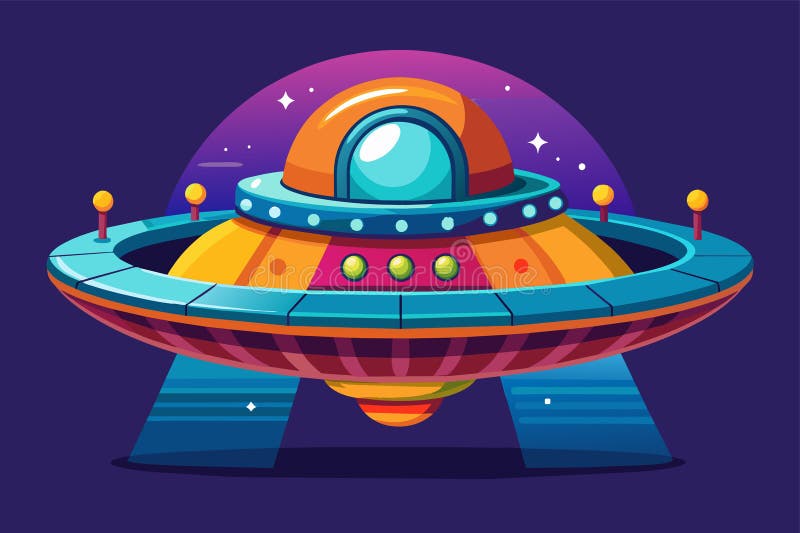 A Cartoon Alien Ship Hovers in the Sky, Showcasing Its Unique Design ...