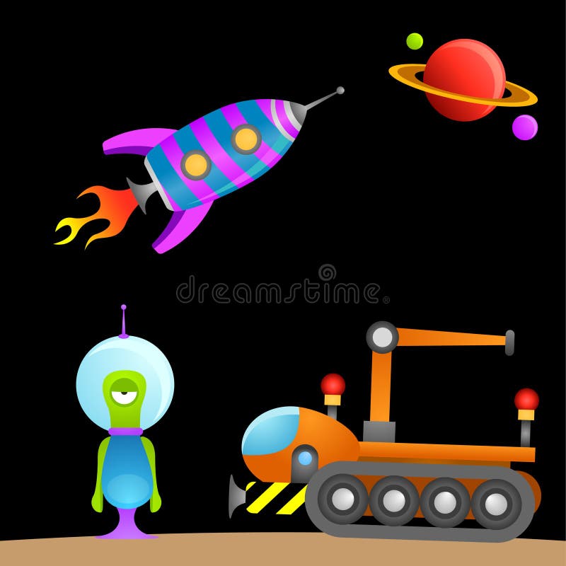 Cartoon alien and space stock vector. Illustration of experiment - 16218969