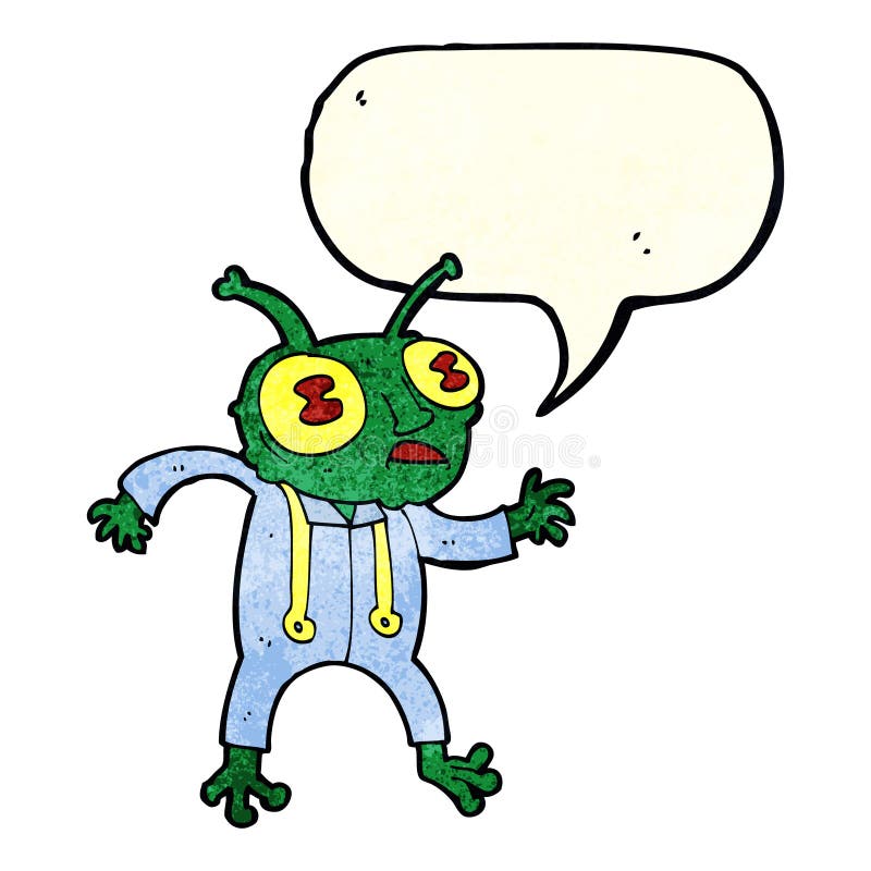 Cartoon Alien Spaceman with Speech Bubble Stock Illustration ...