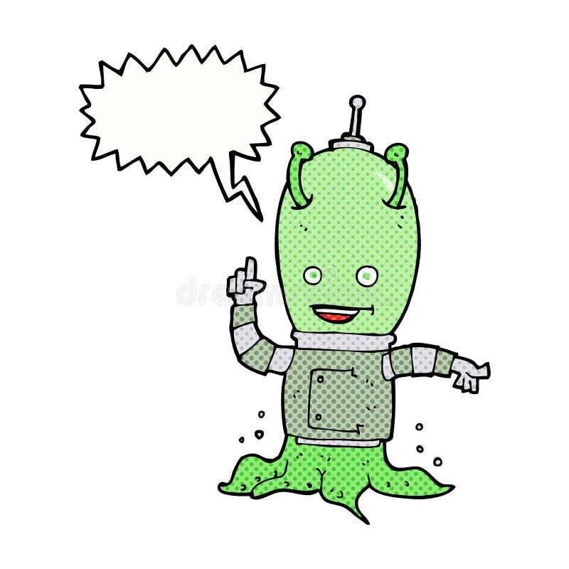 Cartoon Alien Spaceman with Speech Bubble Stock Illustration ...