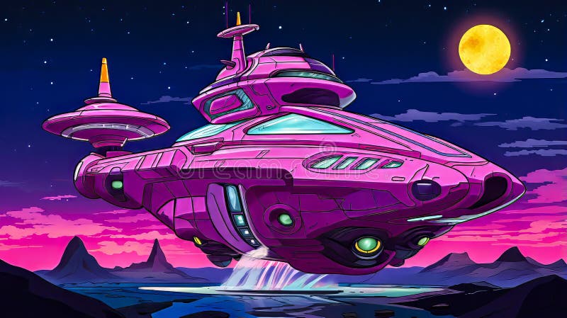 Cartoon Alien Spaceship stock illustration. Illustration of alien ...