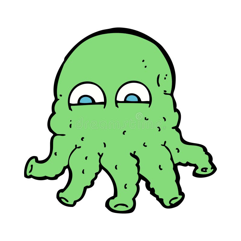 Cartoon alien squid face stock vector. Illustration of doodle - 37033039