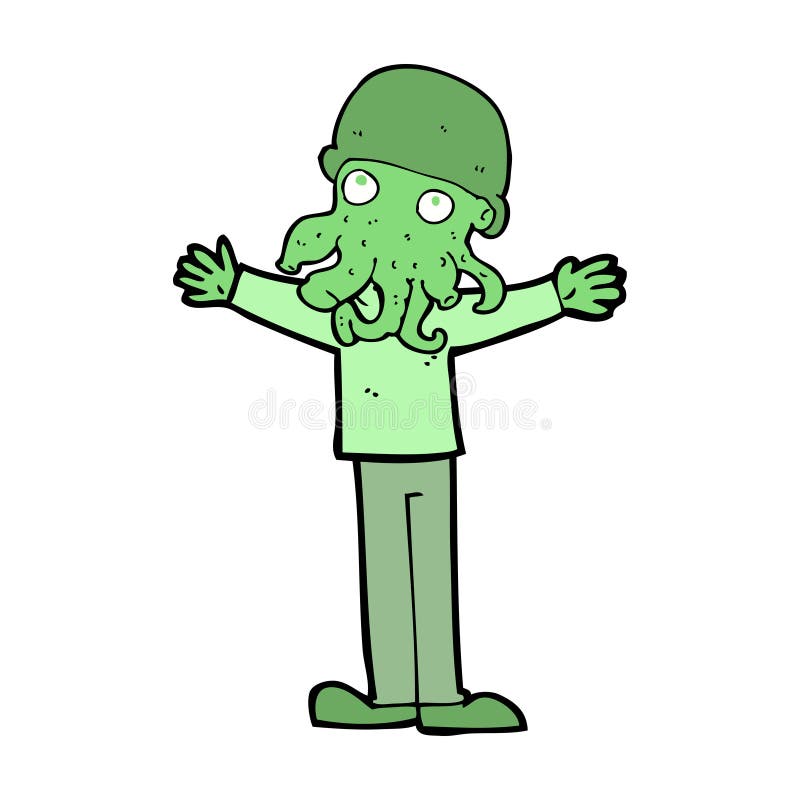 Cartoon Alien Squid Face Man Stock Vector - Illustration of drawn ...