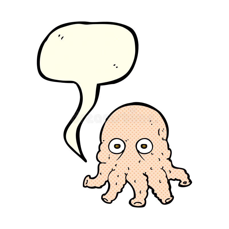 Cartoon Alien Squid Face with Speech Bubble Stock Illustration ...
