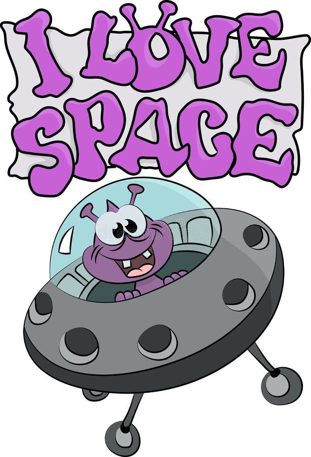 Cartoon Alien Repairing His Spaceship Vector Illustration Stock Vector ...