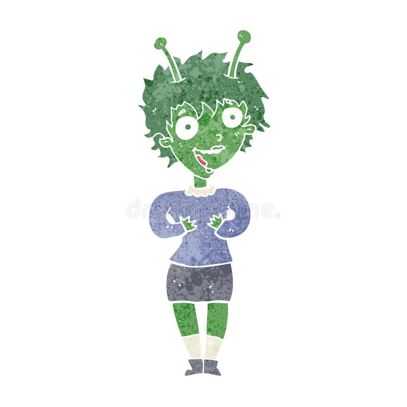 Cartoon alien woman stock illustration. Illustration of drawing - 52971651