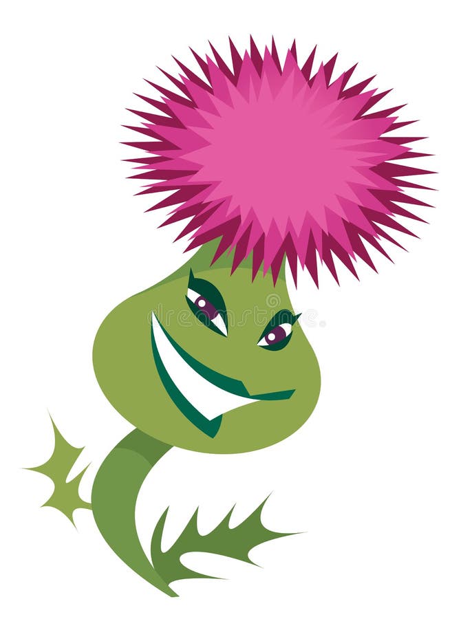 Cartoon Alive Character Thistle Stock Illustration - Illustration of ...
