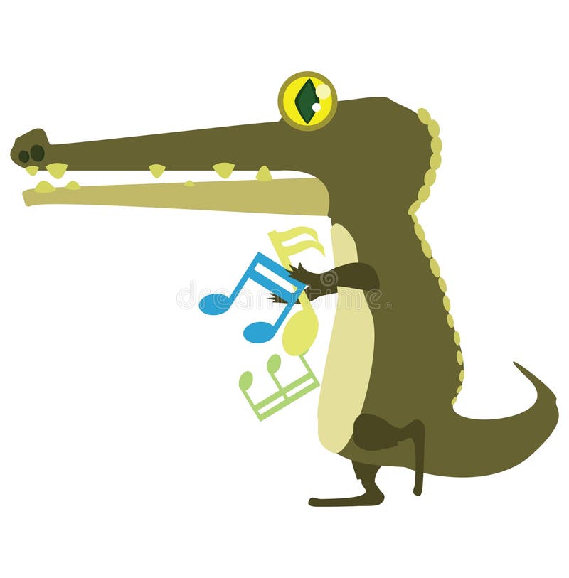 Cartoon Alligator Playing Guitar. Vector Illustration Decorative Design ...