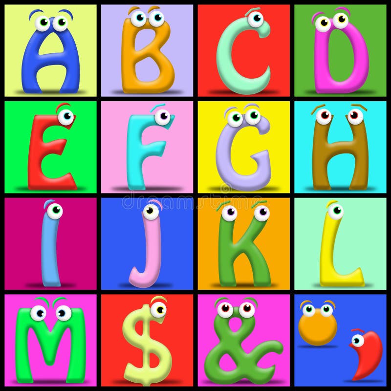 Cartoon Alphabet Characters a-M Stock Vector - Illustration of letters ...