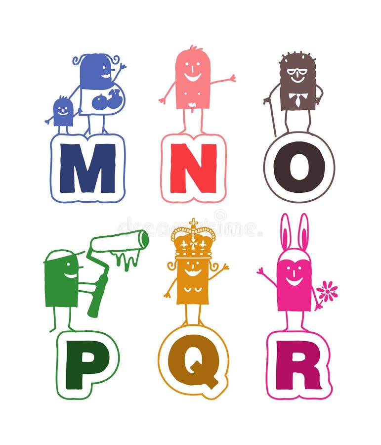 Cartoon alphabet - M to R stock vector. Illustration of drawing - 11791547