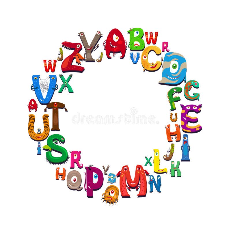 Cartoon Alphabet Round Frame Stock Vector - Illustration of round ...