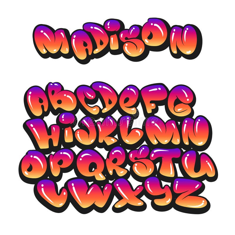 Cartoon Alphabet in the Style of Comics. Graffiti. Stock Vector ...