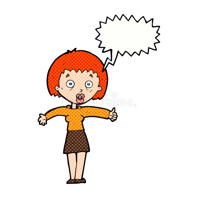 Cartoon Amazed Woman with Speech Bubble Stock Illustration ...