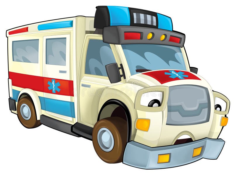 Cartoon ambulance stock illustration. Illustration of caricature - 44778253