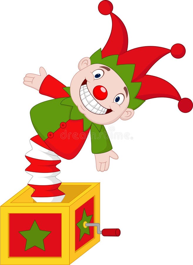 Cartoon Amusing Toy Jumping Out from a Box Stock Vector - Illustration ...