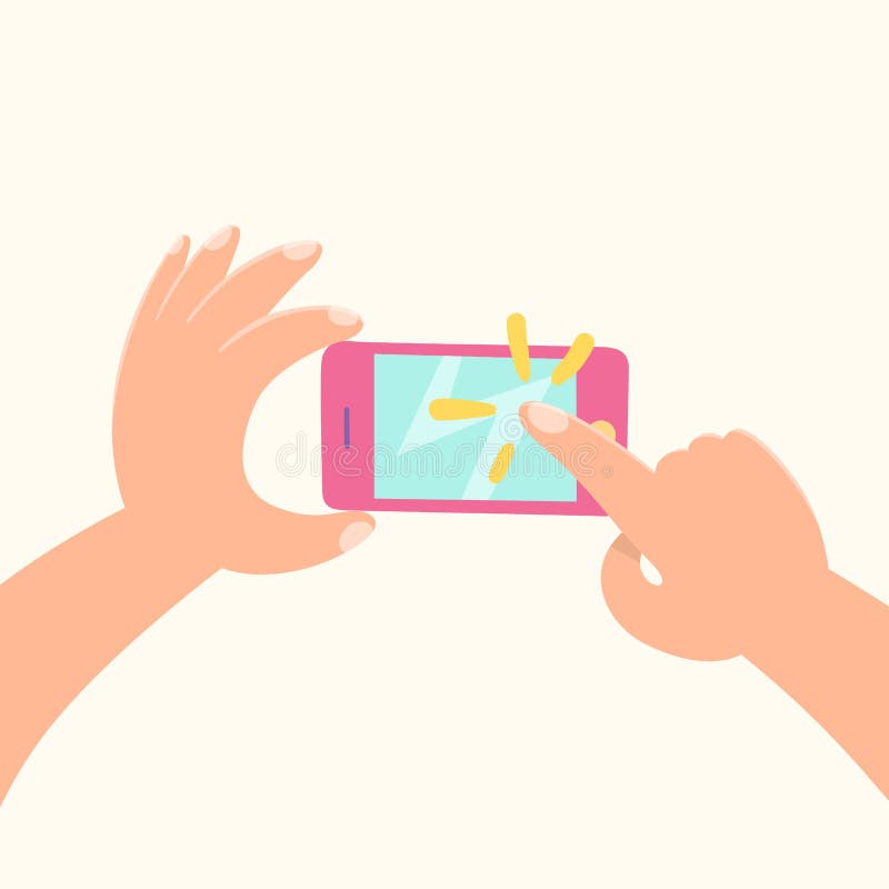 Cartoon Ands Holding Phone and Tapping. Smartphone Stock Vector ...