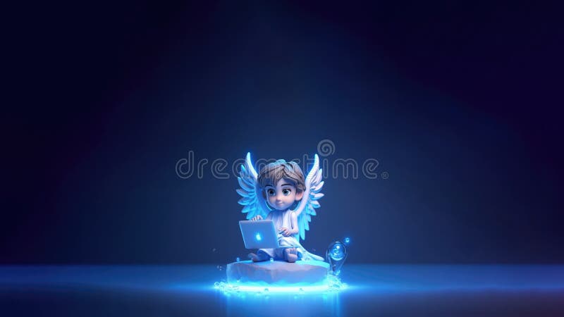 Cartoon Angel Character Design Blue Background. Generative AI Stock ...