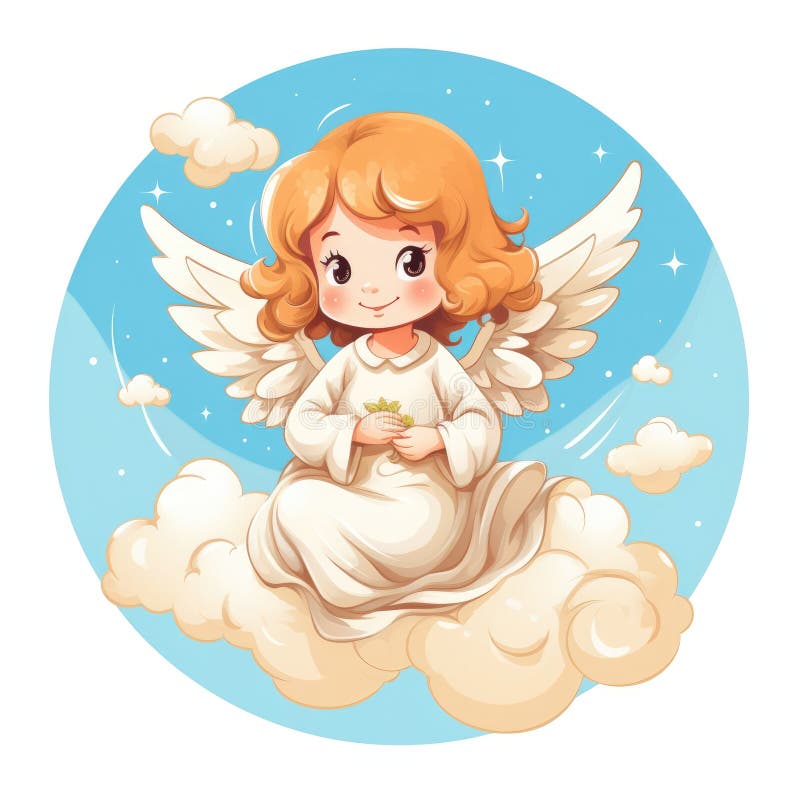 Cartoon angel on a cloud stock illustration. Illustration of saint ...