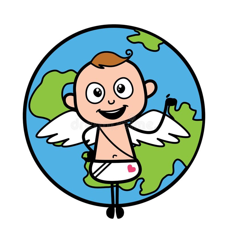 Cartoon Angel with Planet Earth Stock Illustration - Illustration of ...