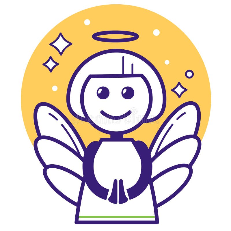 Stylized Angel with Flowers Isolated Stock Vector - Illustration of ...