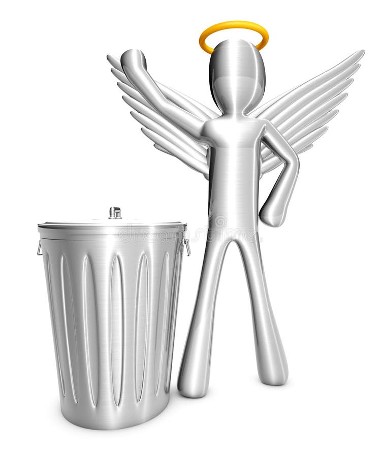 Cartoon Angel with Trash Can Stock Illustration - Illustration of cute ...