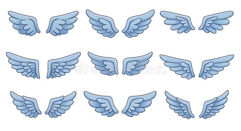 Cartoon Angel Wings Set Design Elements Stock Illustration ...