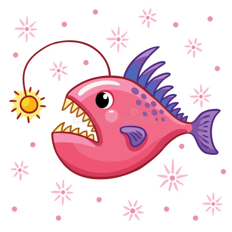 Cartoon angler fish. stock vector. Illustration of drawing - 73423784