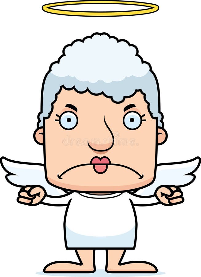 Cartoon Angry Angel Woman stock vector. Illustration of vector - 55342265