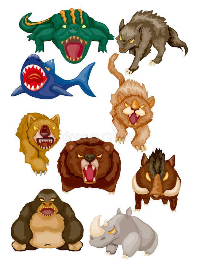 Cartoon angry animal icons stock vector. Illustration of park - 21647379
