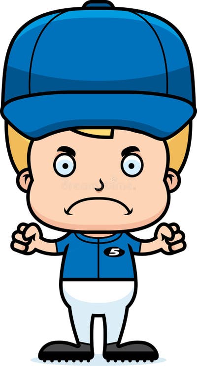 Cartoon Angry Baseball Player Boy Stock Vector - Illustration of ...