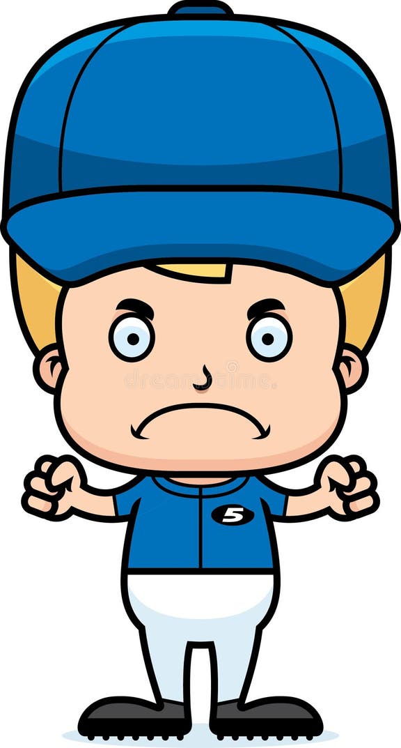 Cartoon Angry Baseball Player Boy Stock Vector - Illustration of ...