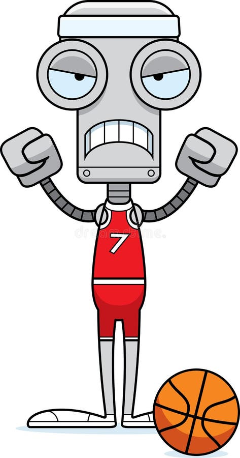 Cartoon Angry Basketball Player Robot Stock Vector - Illustration of ...