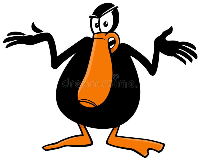 Cartoon Angry Black Duck Animal Character Stock Vector - Illustration ...