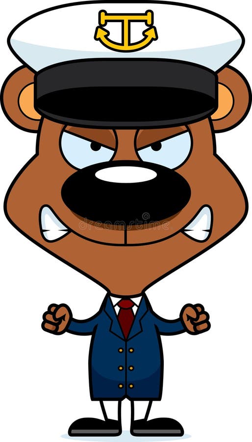 Cartoon Angry Boat Captain Bear Stock Vector - Illustration of clip ...