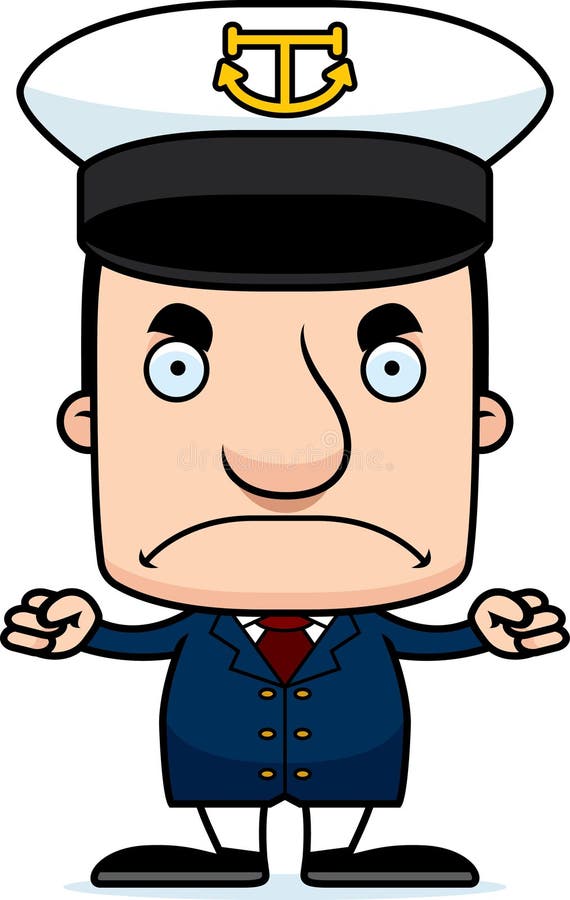 Cartoon Angry Boat Captain Man Stock Vector - Illustration of captain ...
