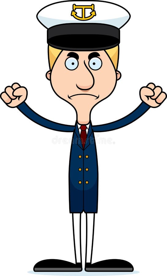 Cartoon Angry Boat Captain Man Stock Vector - Illustration of frown ...