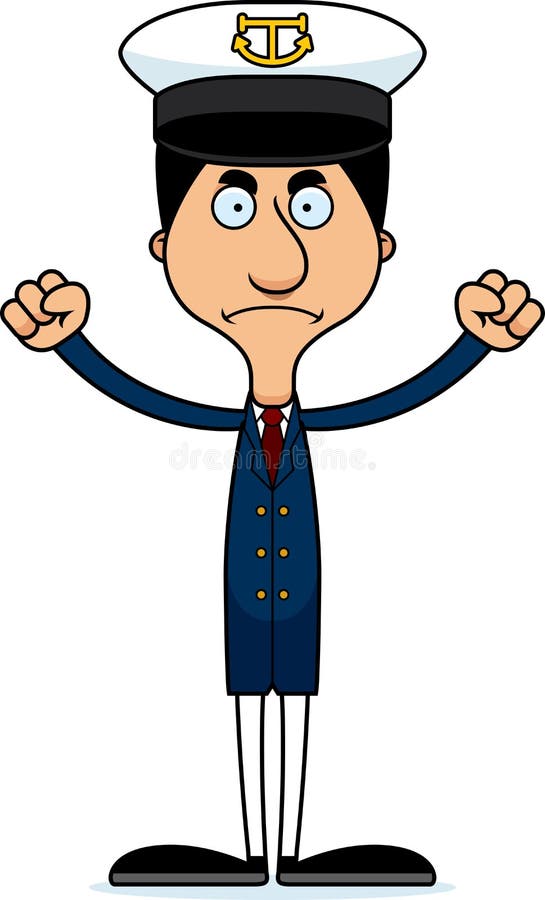 Cartoon Angry Boat Captain Man Stock Vector - Illustration of angry ...