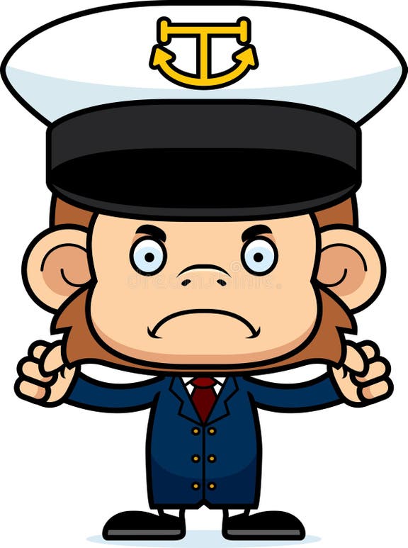 Cartoon Angry Boat Captain Monkey Stock Vector - Illustration of ...