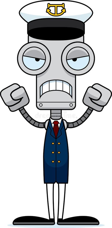 Cartoon Angry Boat Captain Robot Stock Vector - Illustration of clipart ...