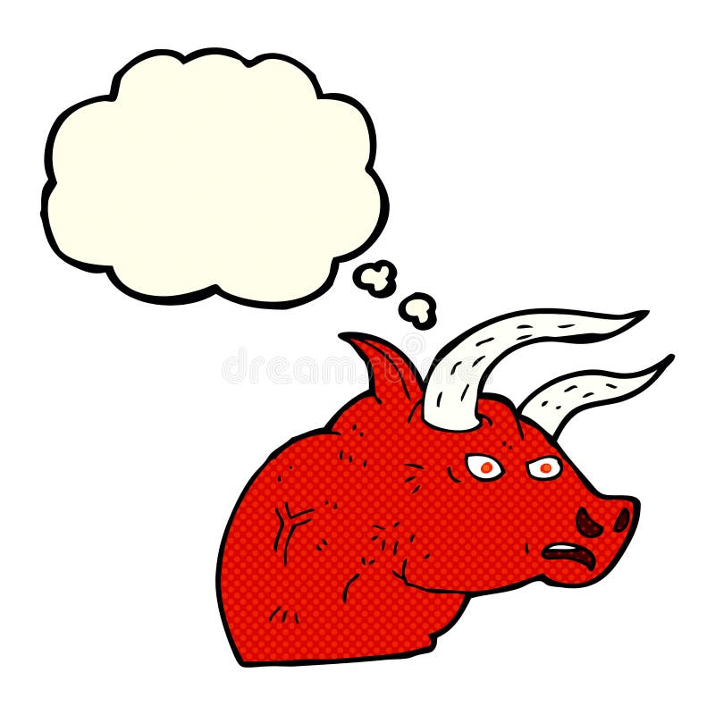 Cartoon Angry Bull Head with Thought Bubble Stock Illustration ...