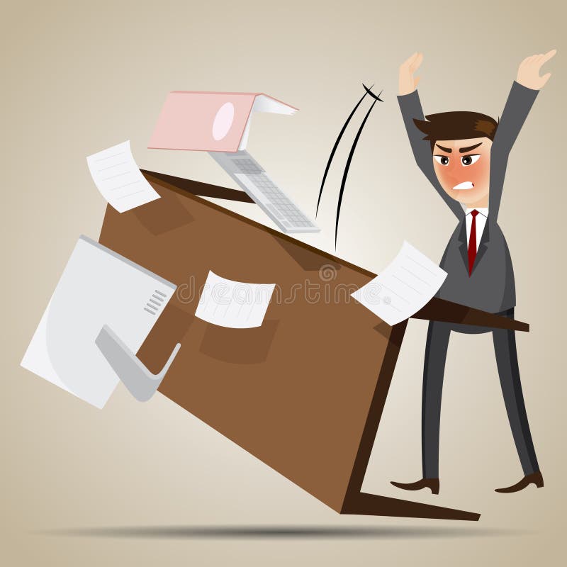 Cartoon Angry Businessman Flipping Table Stock Vector - Illustration of ...