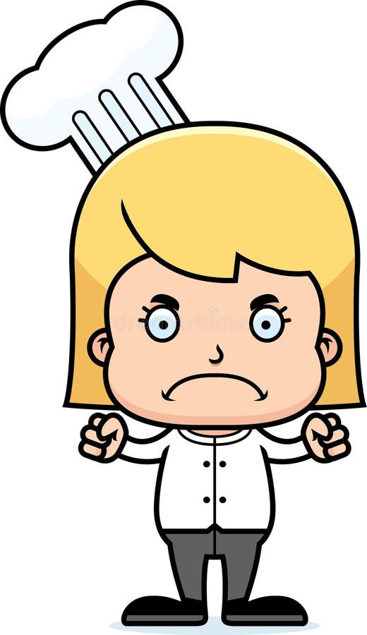Cartoon Angry Chef Girl stock vector. Illustration of graphic - 55479071