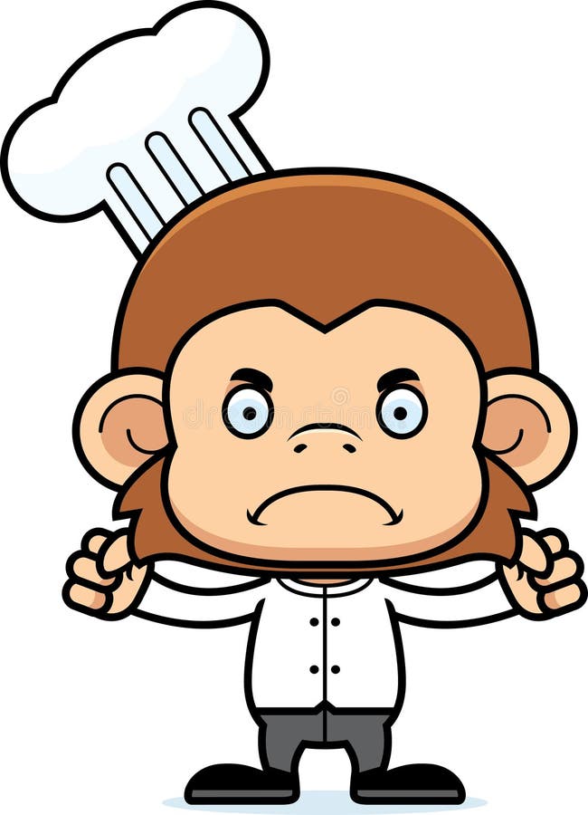 Cartoon Angry Chef Monkey stock vector. Illustration of clipart - 55303354