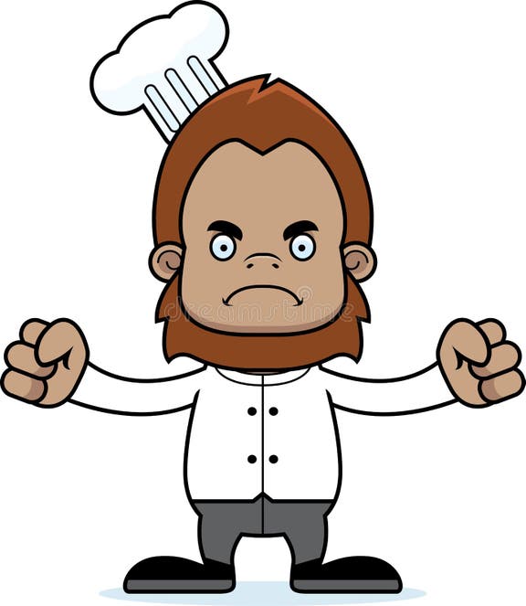 Cartoon Angry Chef Sasquatch Stock Vector - Illustration of animal ...