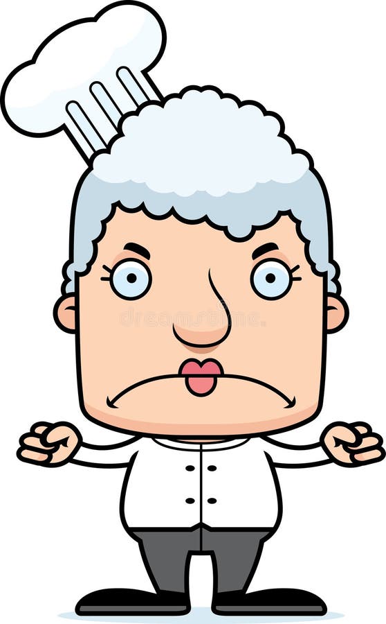 Cartoon Angry Chef Woman stock vector. Illustration of person - 55342143